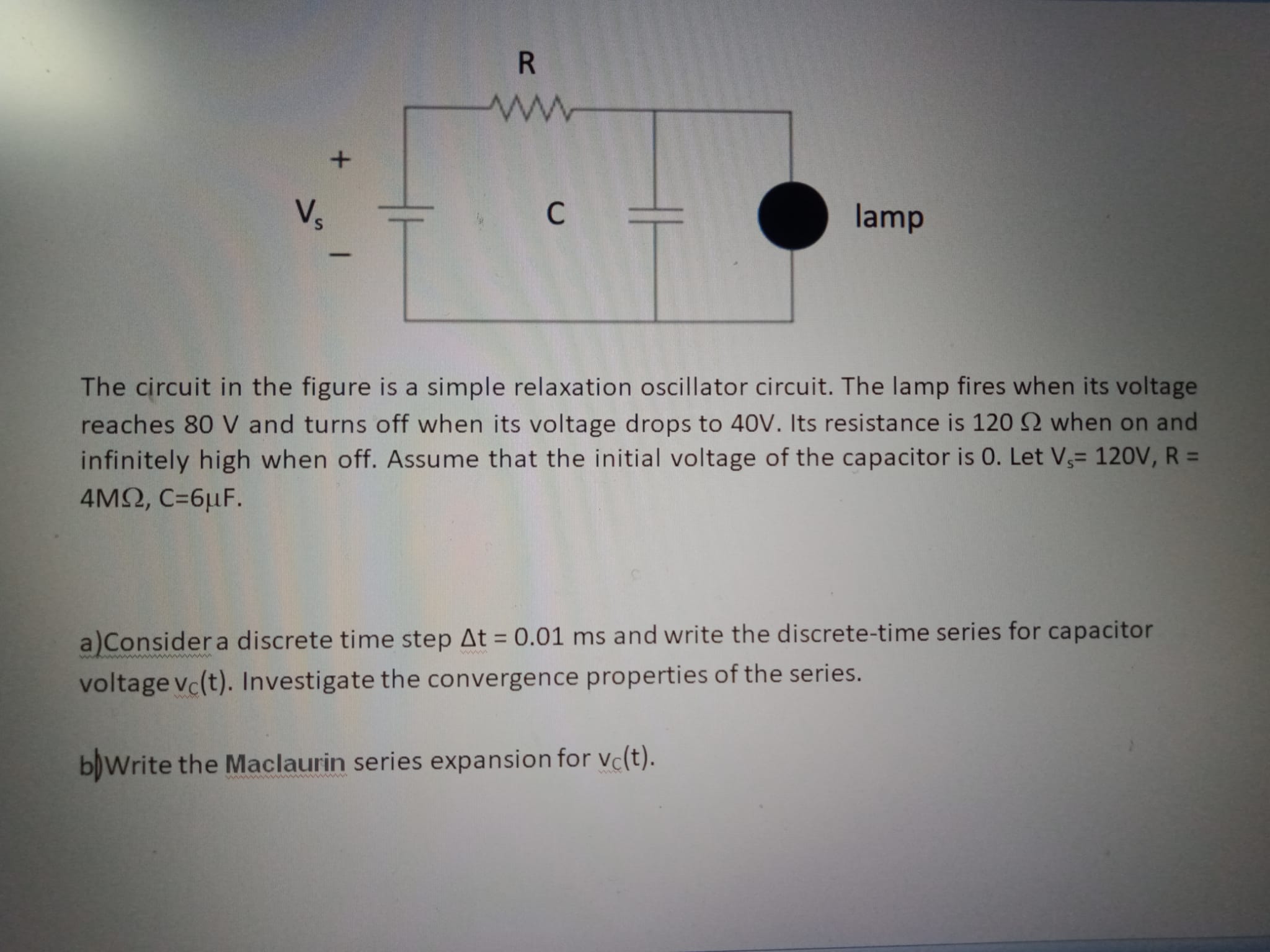 The circuit in the figure is a simple relaxation | Chegg.com