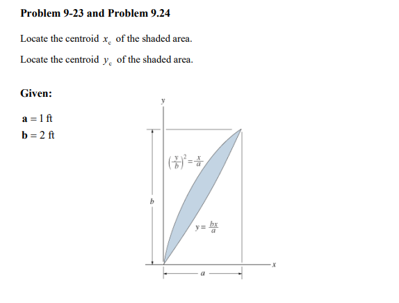 Solved Problem 9-23 ﻿and Problem 9.24Locate the centroid xc | Chegg.com