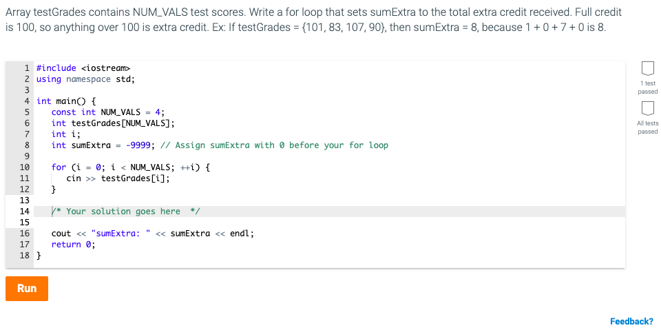 Solved Array Testgrades Contains Numvals Test Scores Write 