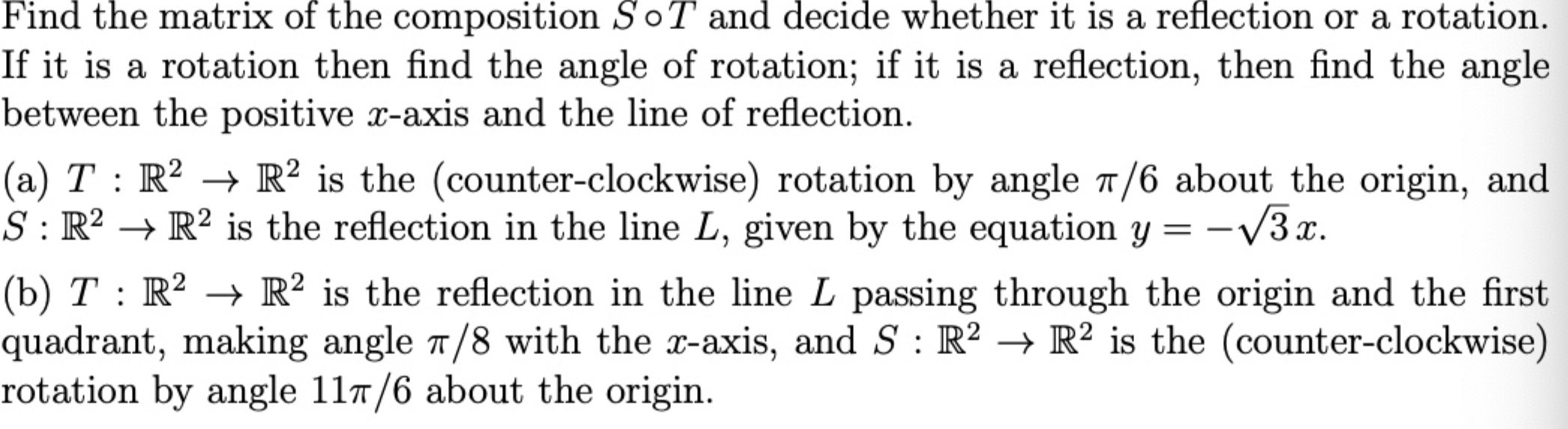 Solved Find the matrix of the composition S@T ﻿and decide | Chegg.com