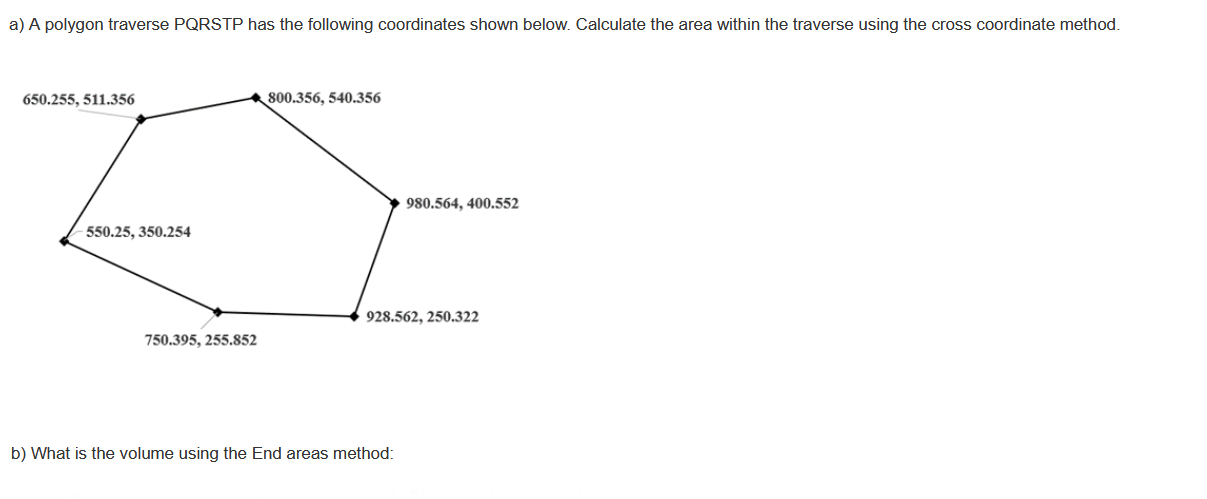 Solved a) A polygon traverse PQRSTP has the following | Chegg.com