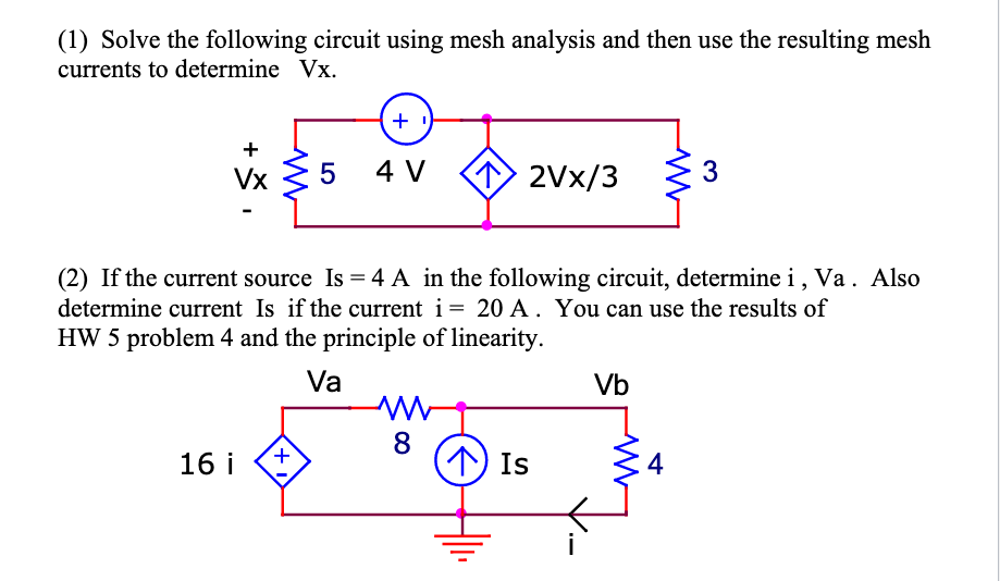 Solved (1) Solve the following circuit using mesh analysis | Chegg.com