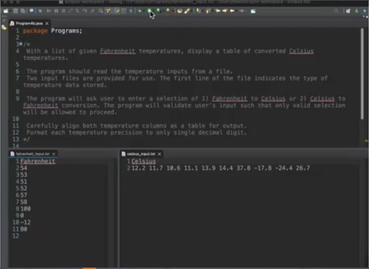 Solved Write in Java. With a list of given Fahrenheit | Chegg.com