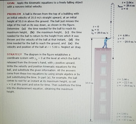 Solved GOAL Apply the kinematic equations to a freely | Chegg.com