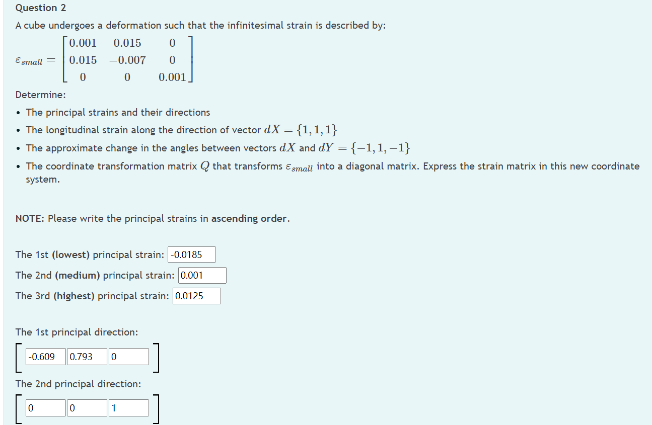 Question 2 A cube undergoes a deformation such that | Chegg.com