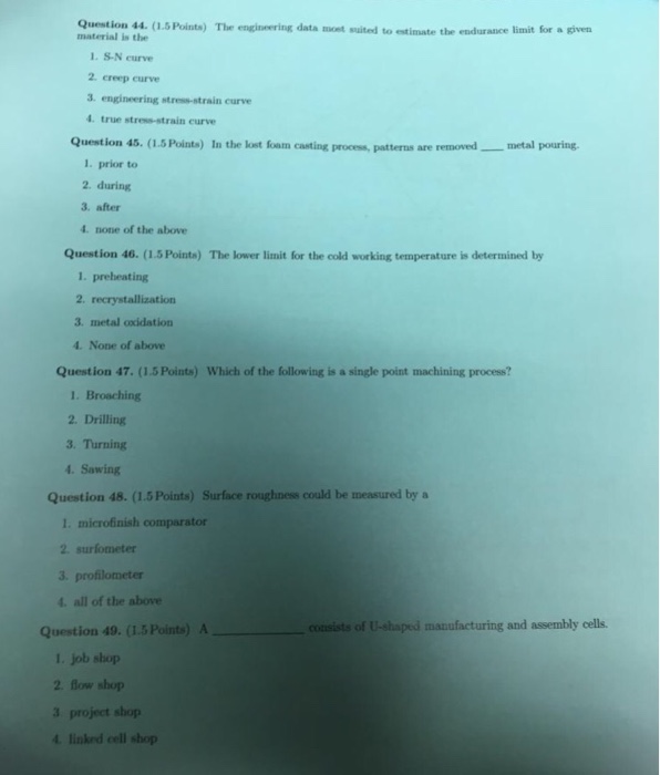Solved Question 44. (1.5 Points) The engineering data moet | Chegg.com