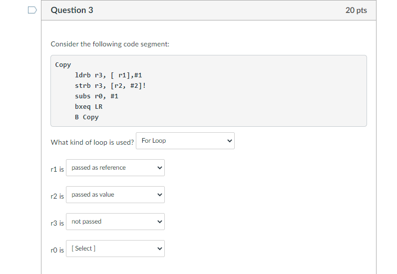 Solved Question 3 20 pts Consider the following code | Chegg.com