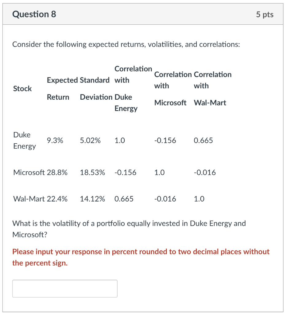 Solved Consider the following expected returns, | Chegg.com