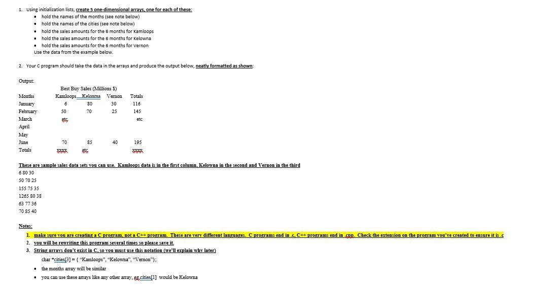 Solved 1. Using initialization lists, create 5 | Chegg.com