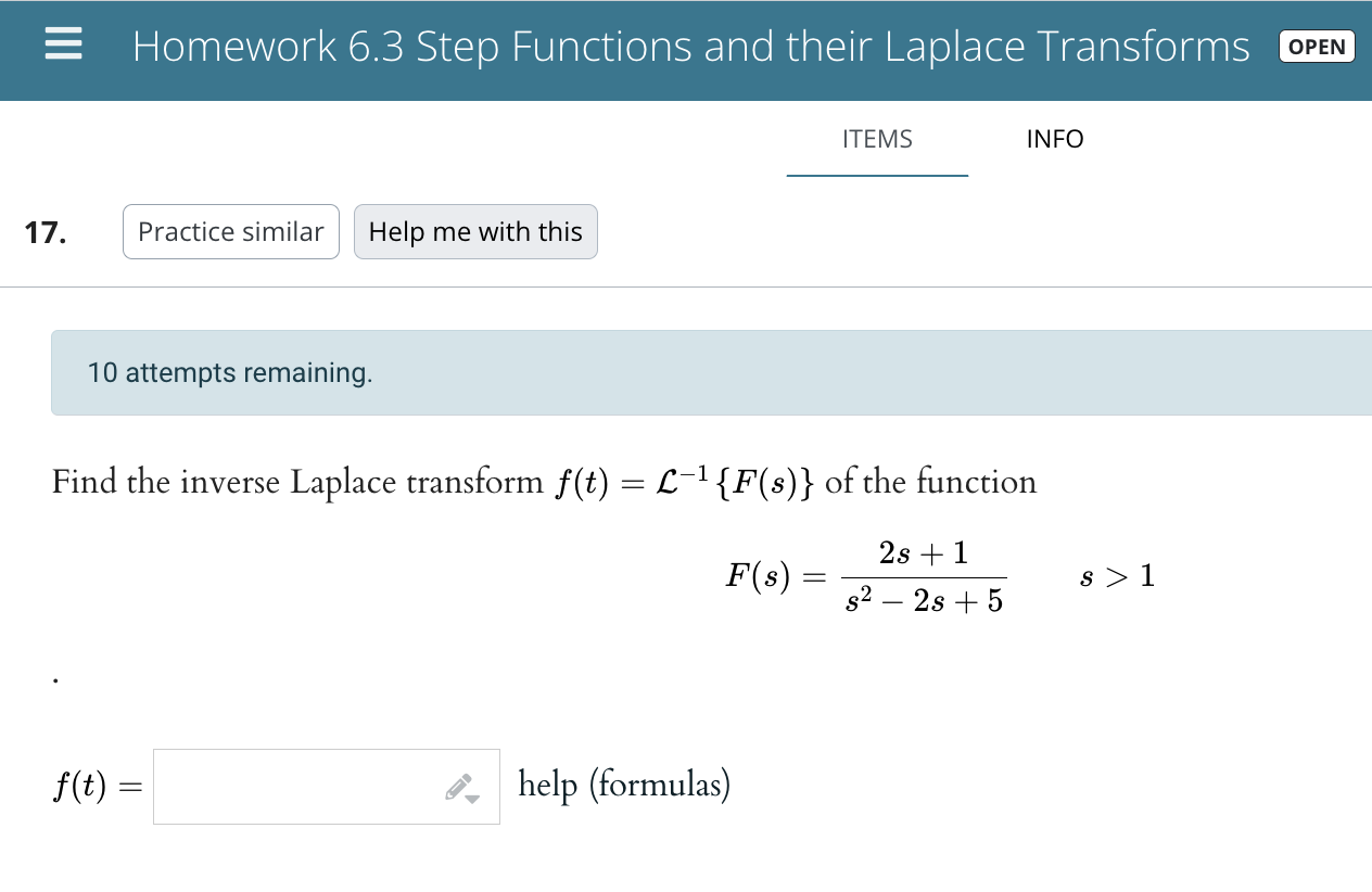 Solved Homework 6.3 Step Functions and their Laplace | Chegg.com