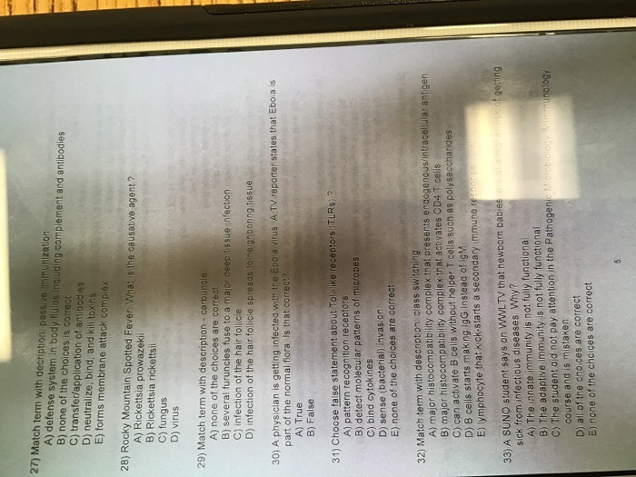 Solved 27) Math term wih ceman A) defense system in body | Chegg.com