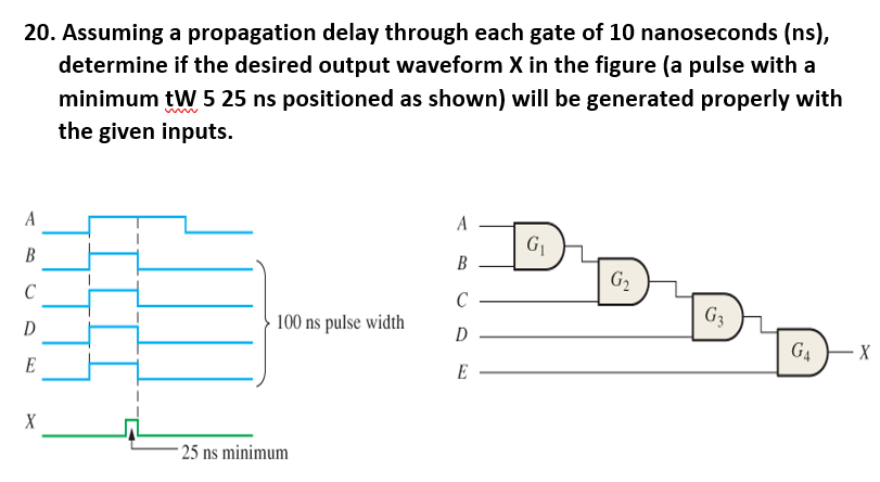 Solved 20. Assuming a propagation delay through each gate of | Chegg.com