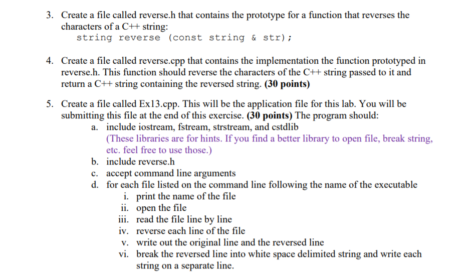 Solved 3. Create a file called reverse.h that contains the | Chegg.com