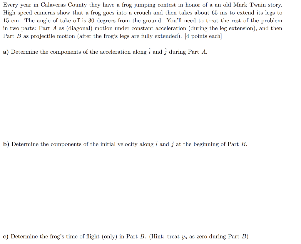 Solved Every year in Calaveras County they have a frog | Chegg.com