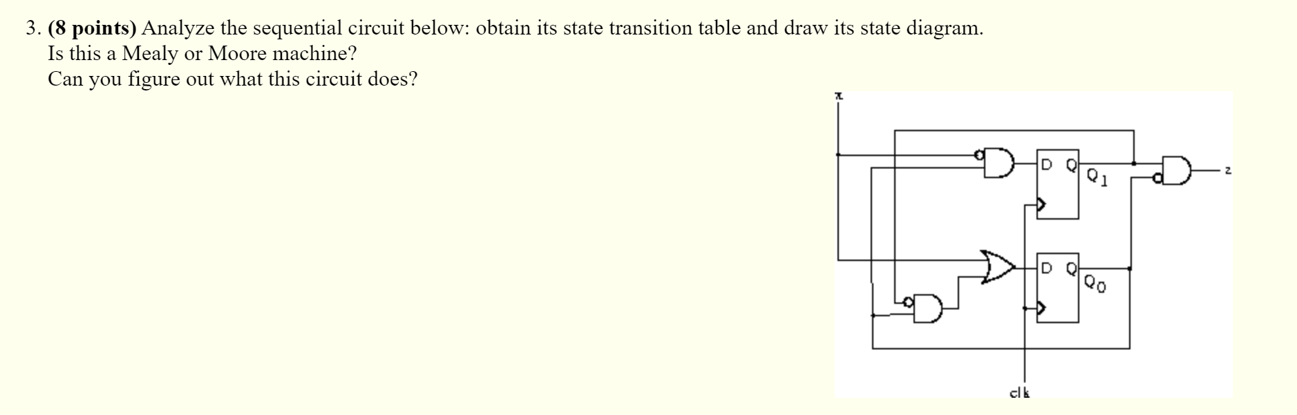 Solved 3. (8 points) Analyze the sequential circuit below: | Chegg.com