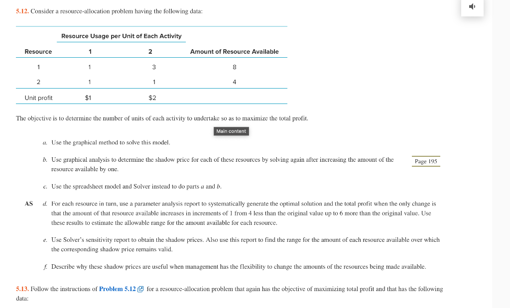 Solved D 5.12. Consider a resource-allocation problem having | Chegg.com