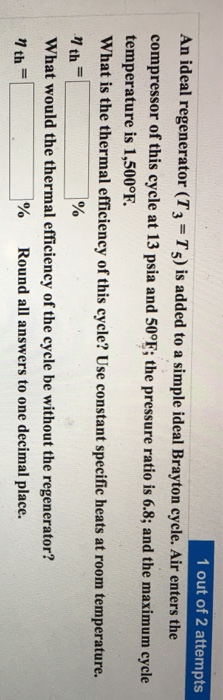 Solved An ideal regenerator (T_3 = T_5) is added to a simple | Chegg.com