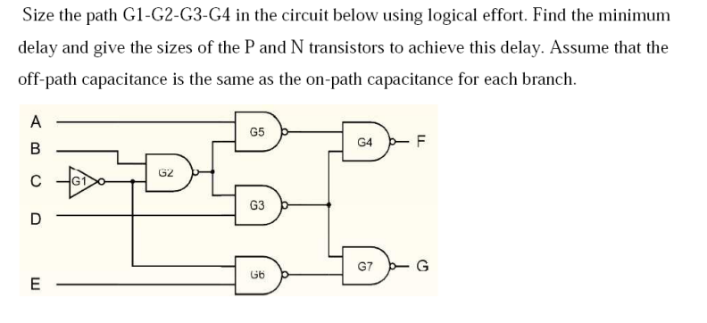 Solved Size the path G1-G2-G3-G4 ﻿in the circuit below using | Chegg.com