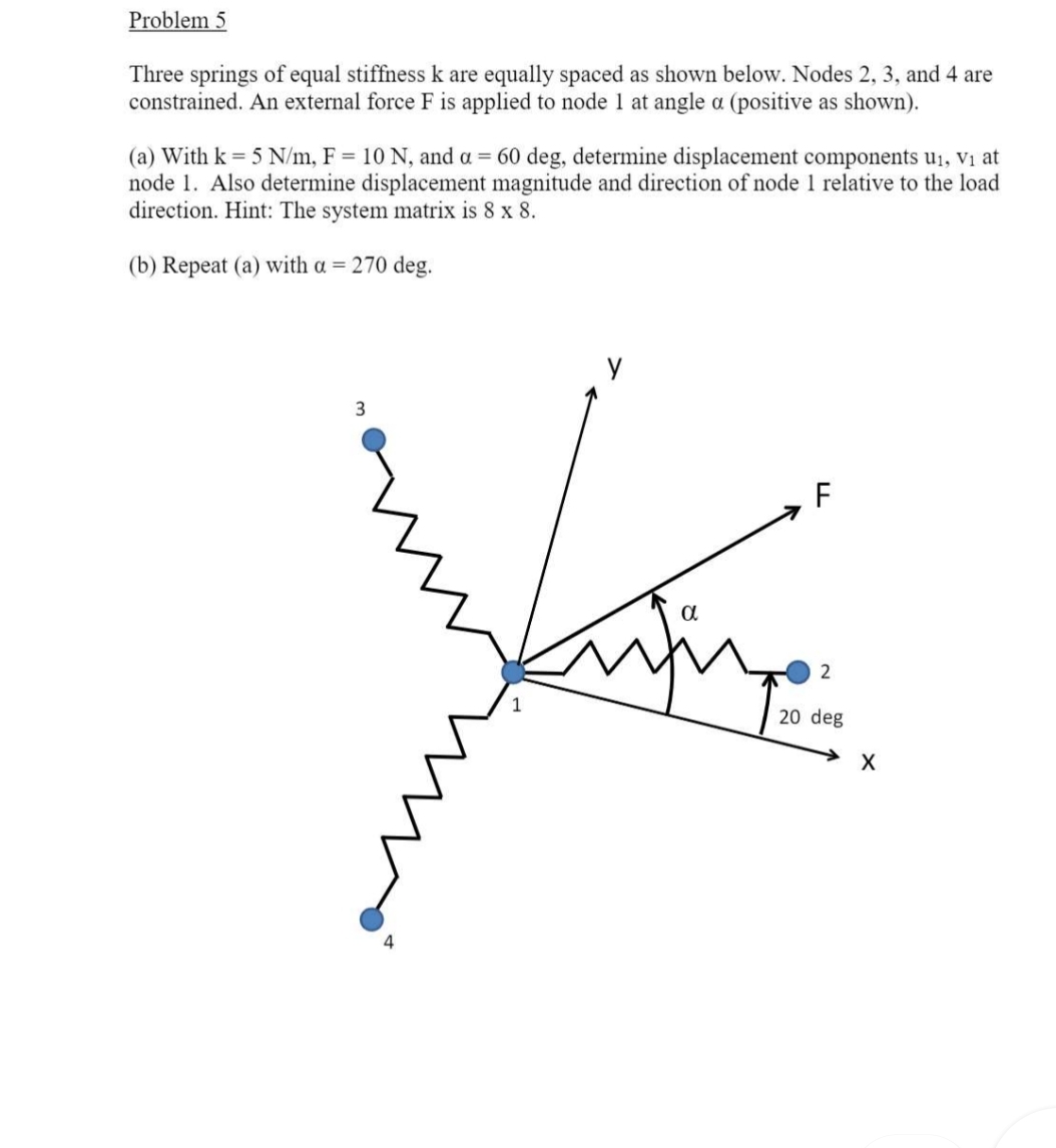 Solved Problem 5 Three springs of equal stiffness k are | Chegg.com