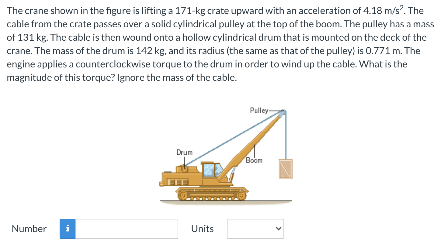 Solved The crane shown in the figure is lifting a 171-kg | Chegg.com