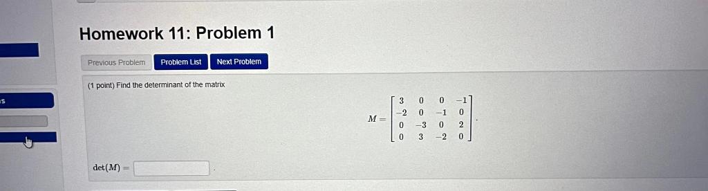 Solved Homework 11 Problem 1 Previous Problem Problem List