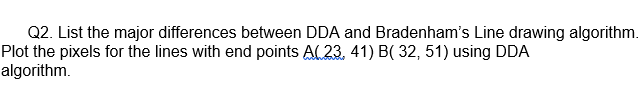 Solved Q2. List the major differences between DDA and | Chegg.com