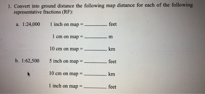 Solved 1. Convert into ground distance the following map | Chegg.com