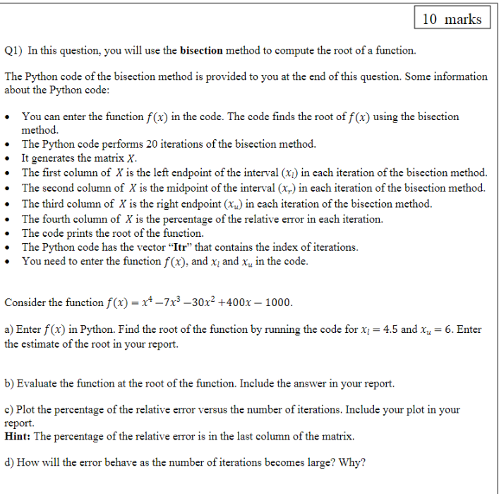 10 marks Q1) In this question, you will use the | Chegg.com