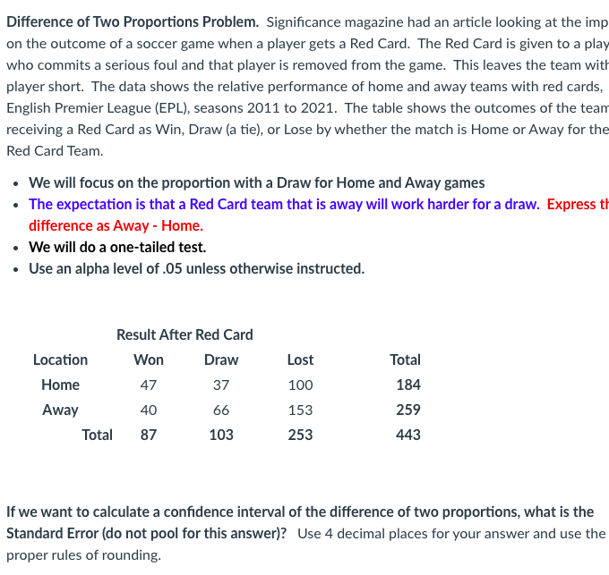 Solved Difference of Two Proportions Problem. Significance | Chegg.com