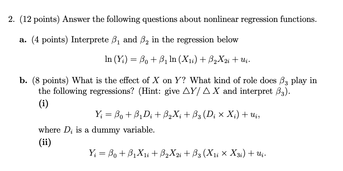 Solved 2. (12 points) Answer the following questions about | Chegg.com