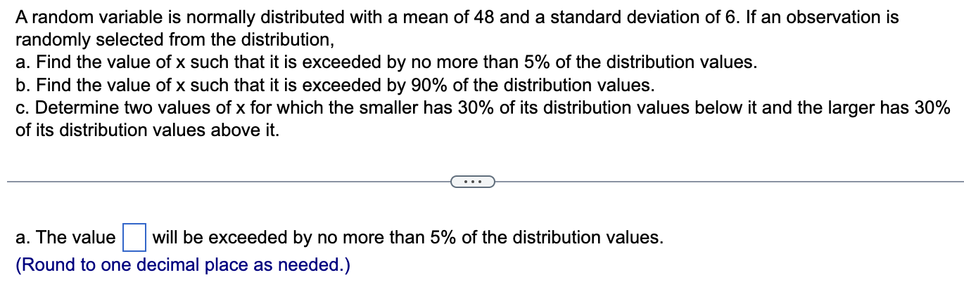 Solved A random variable is normally distributed with a mean | Chegg.com