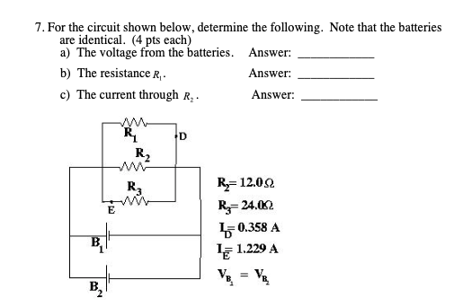 Solved 7. For the circuit shown below, determine the | Chegg.com