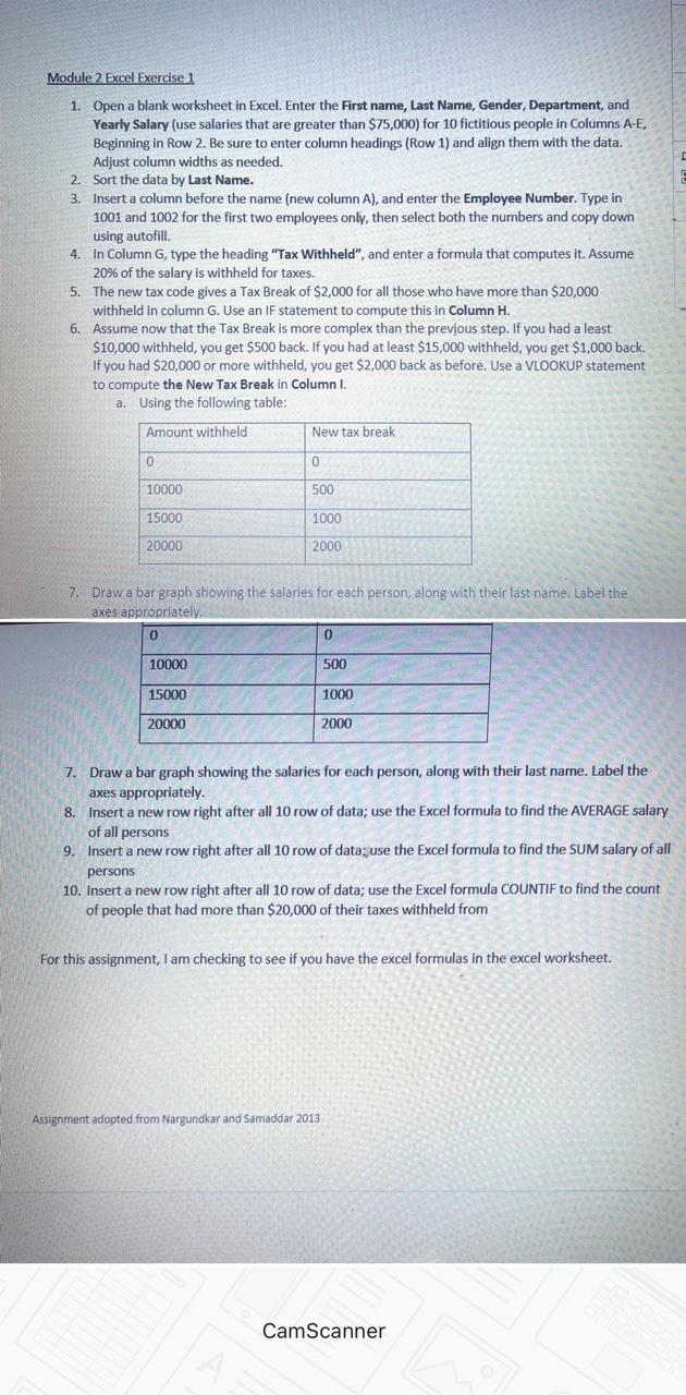 Solved Module 2 Excel Exercise 1 1 Open A Blank Worksheet Chegg