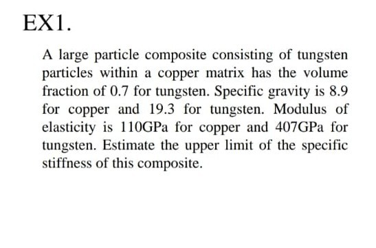 Solved EX1 A large particle composite consisting of tungsten | Chegg.com