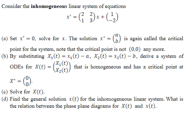 Solved Consider the inhomogeneous linear system of equations | Chegg.com