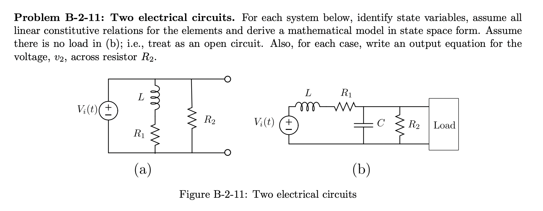 Solved Problem B-2-11: Two electrical circuits. For each | Chegg.com