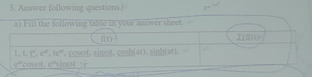 Solved 3. Answer following questions. a) Fill the following | Chegg.com