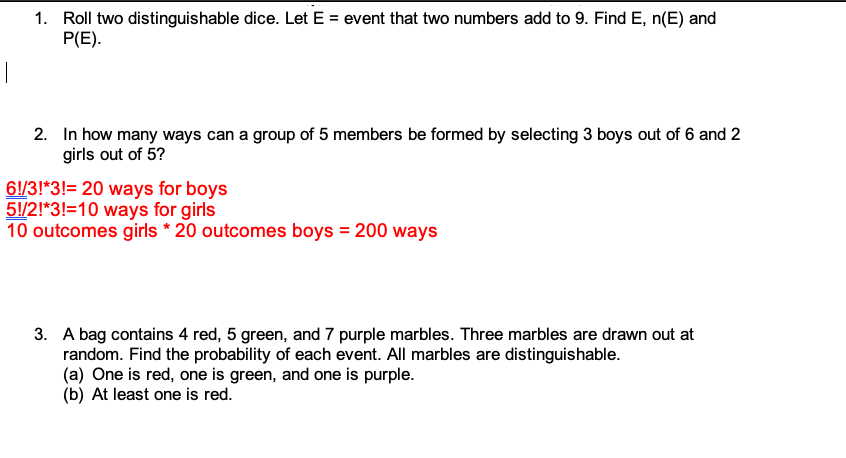 Solved 1. Roll two distinguishable dice. Let E = event that | Chegg.com