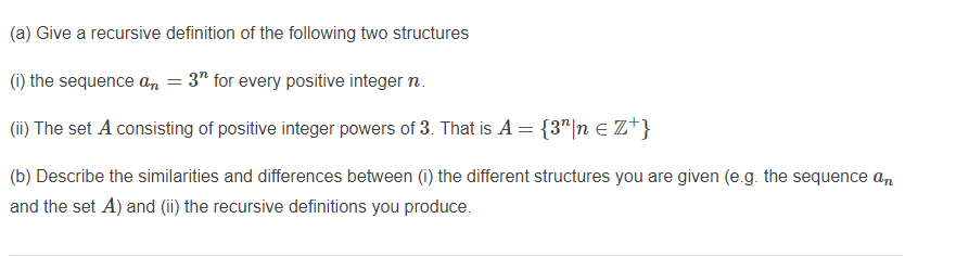Solved (a) Give a recursive definition of the following two | Chegg.com