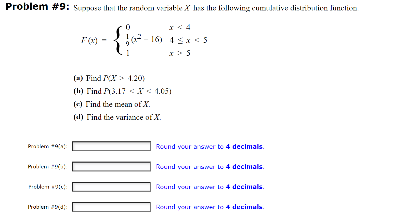 Solved Problem #9: Suppose that the random variable X has | Chegg.com