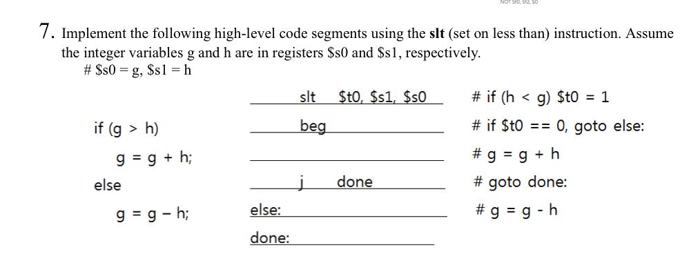 Solved 7. Implement the following high-level code segments | Chegg.com