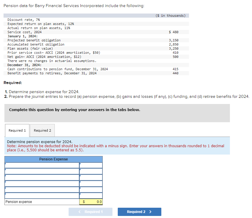 Solved Pension data for Barry Financial Services | Chegg.com