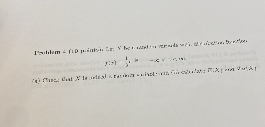 Solved Problem 4 (10 points): Let x be a random variable | Chegg.com Solved Problem 4 (10 points): Let x be a random variable | Chegg.com