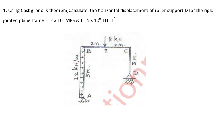 Solved 1. Using Castigliano's theorem, Calculate the | Chegg.com