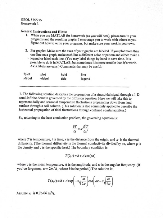GEOL 575775 Homework 3 General Instructions and | Chegg.com