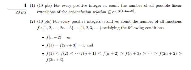 20 pts 4 (1) (10 pts) For every positive integer n, | Chegg.com