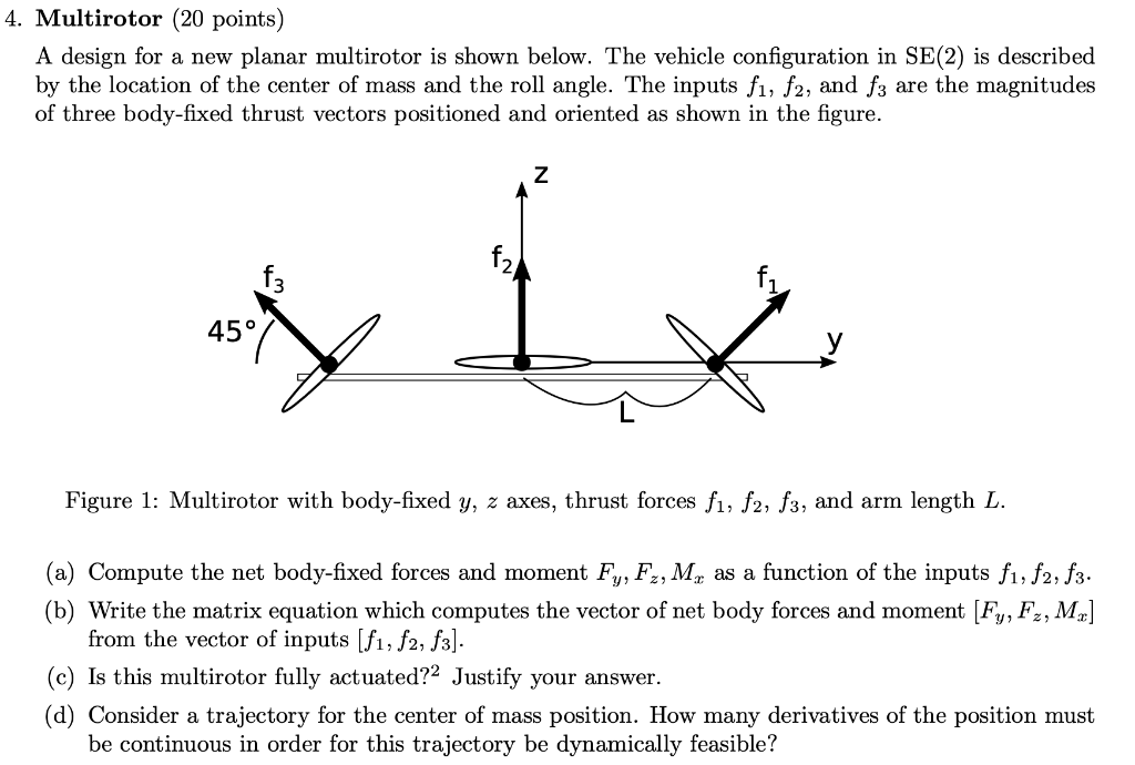 Solved 4. Multirotor (20 points) A design for a new planar | Chegg.com
