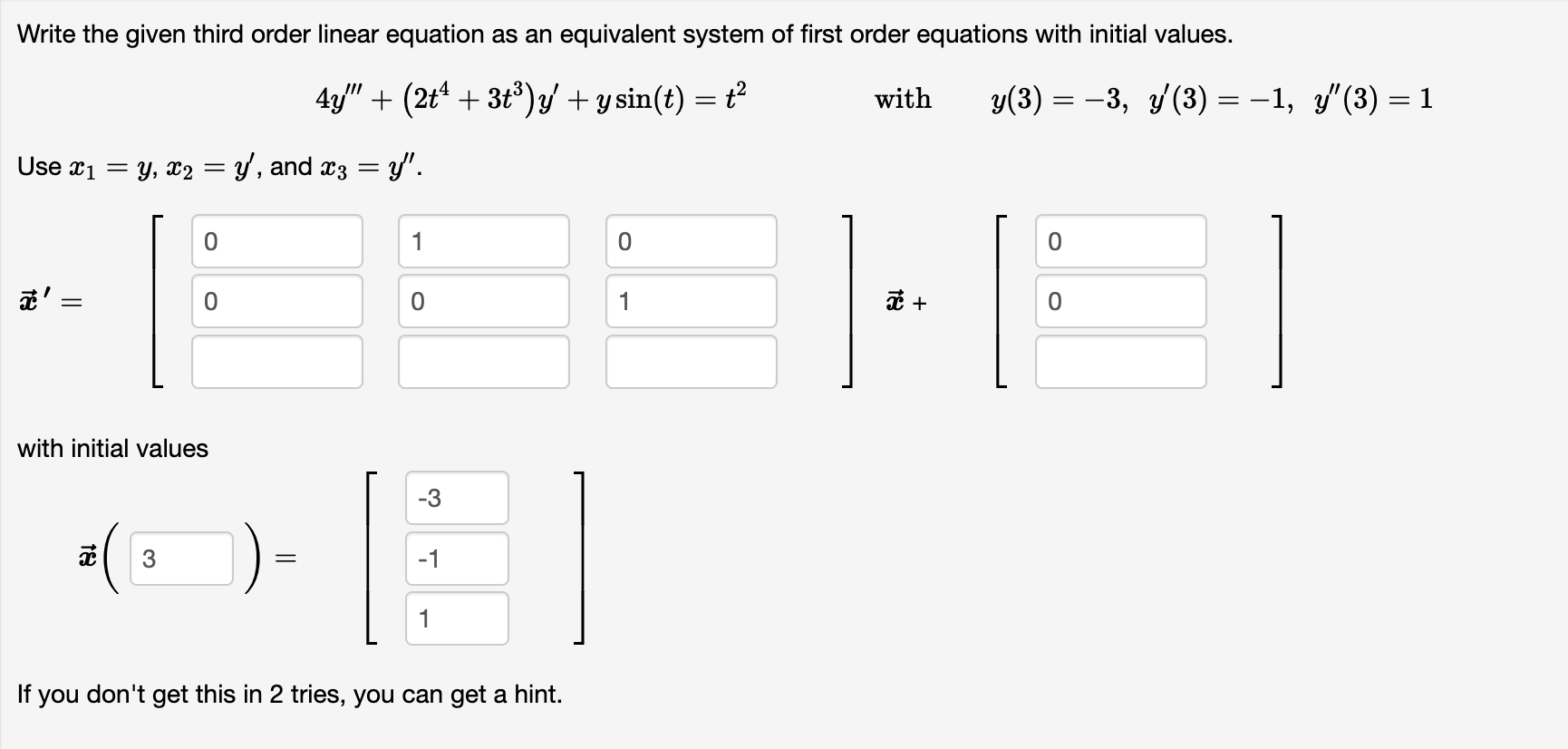 Solved Write the given third order linear equation as an | Chegg.com