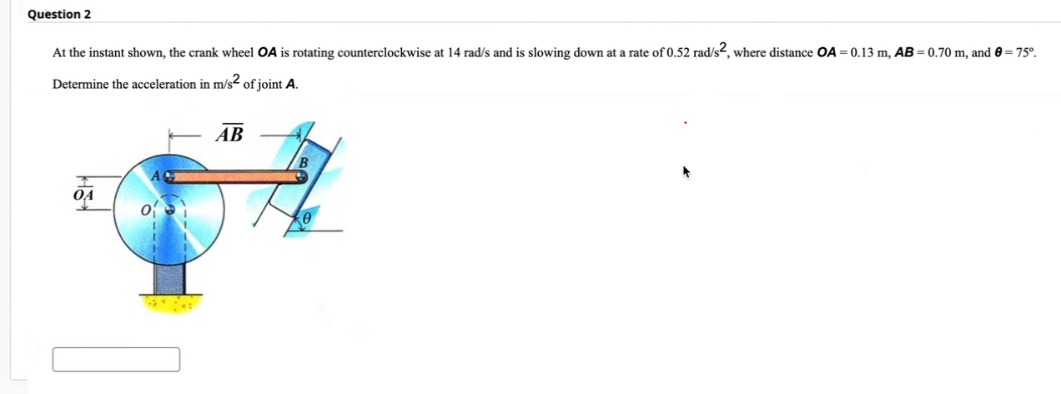 Solved At the instant shown, the crank wheel OA is rotating | Chegg.com