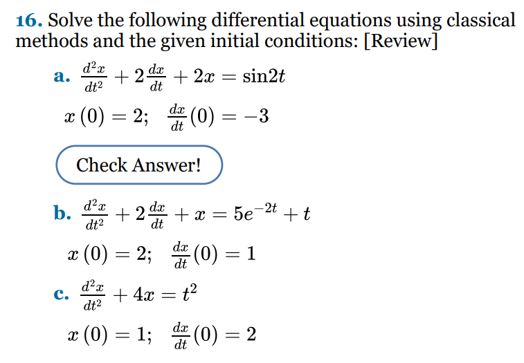 16. Solve the following differential equations using | Chegg.com